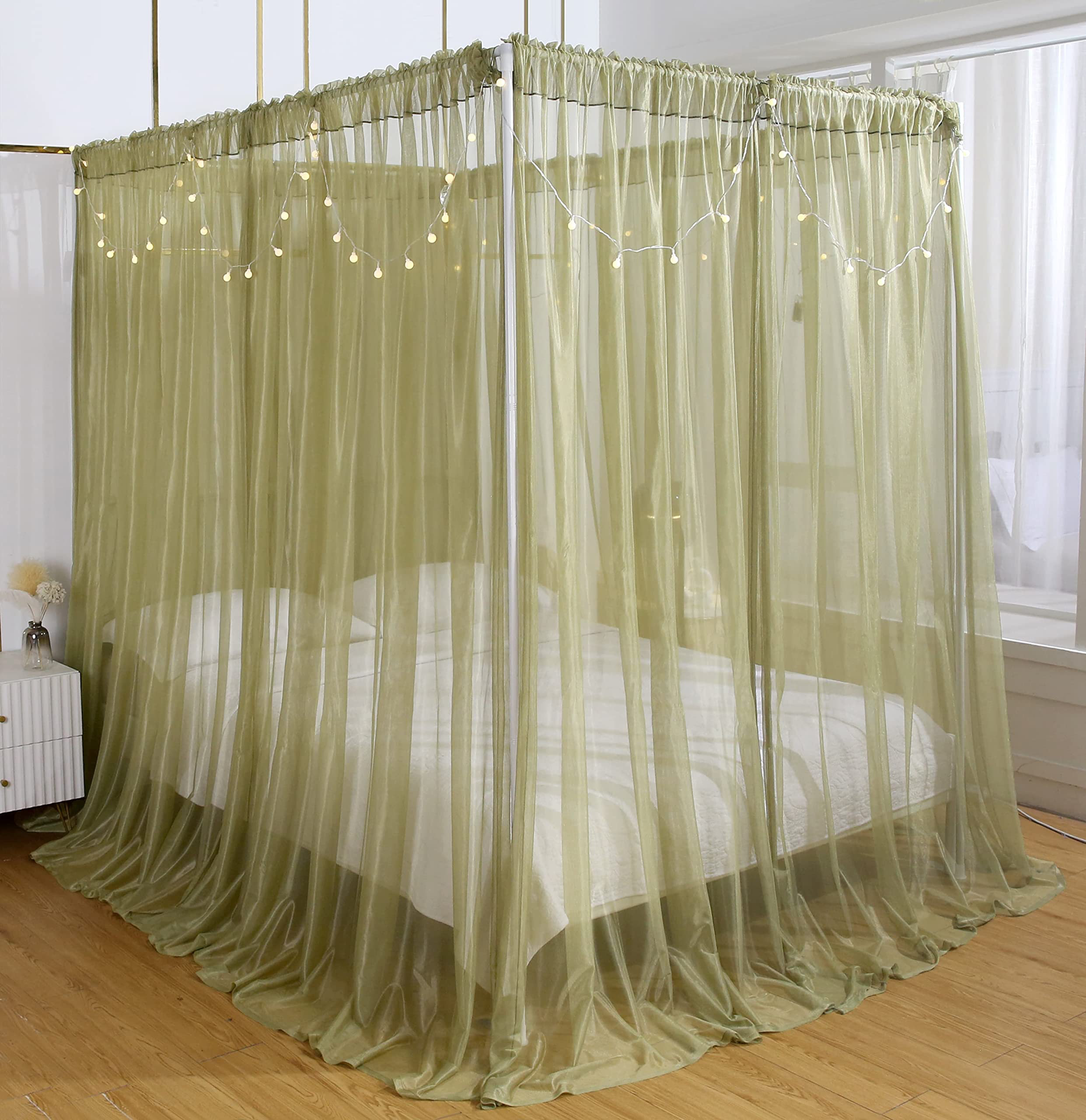 Hokku Designs Canopy For Room Bed Curtains Sheer Curtain For Twin Full Queen Size Bed Drapes,8 ...