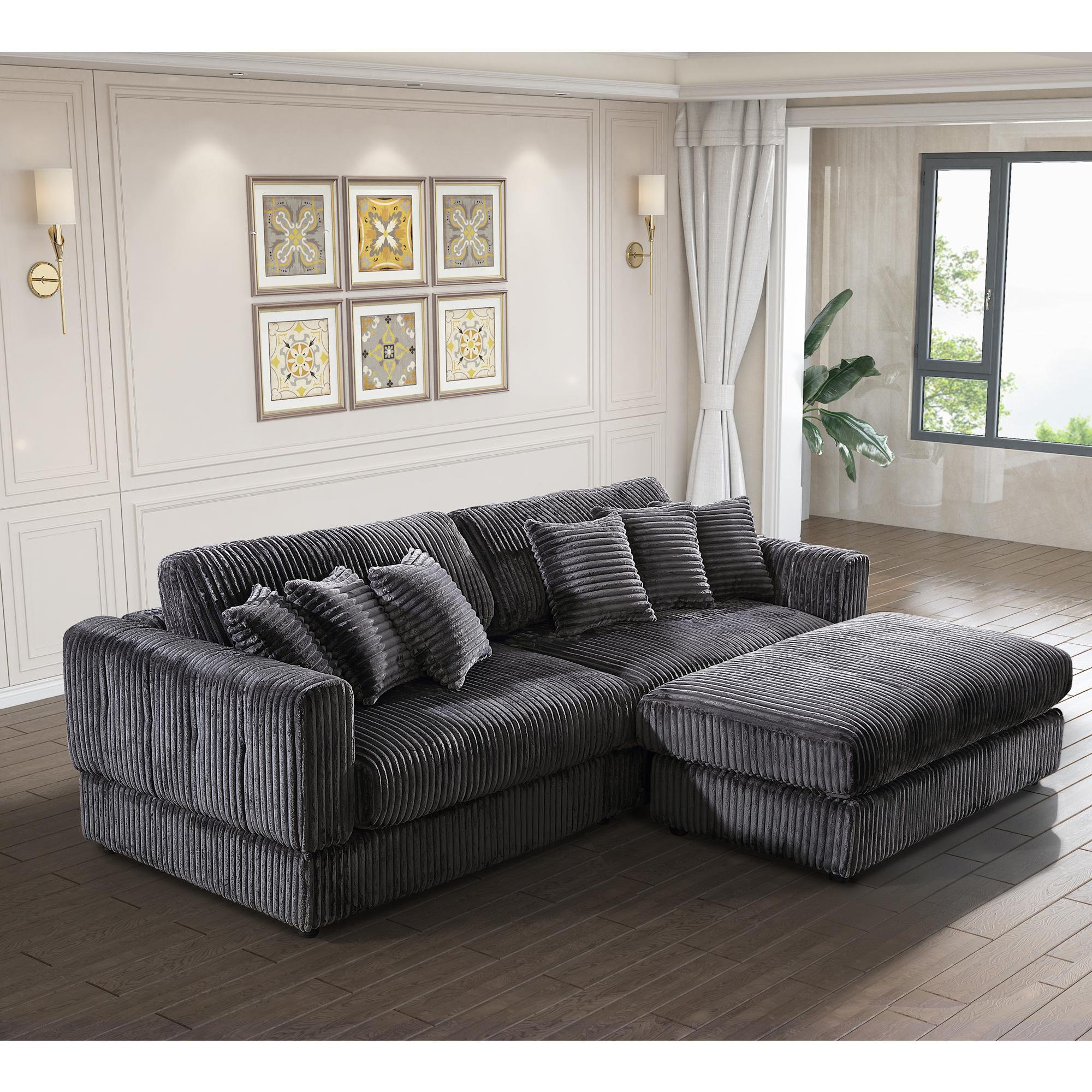 Hokku Designs Oversized Sectional Sofa Cloud Couch , Modern stripe L ...