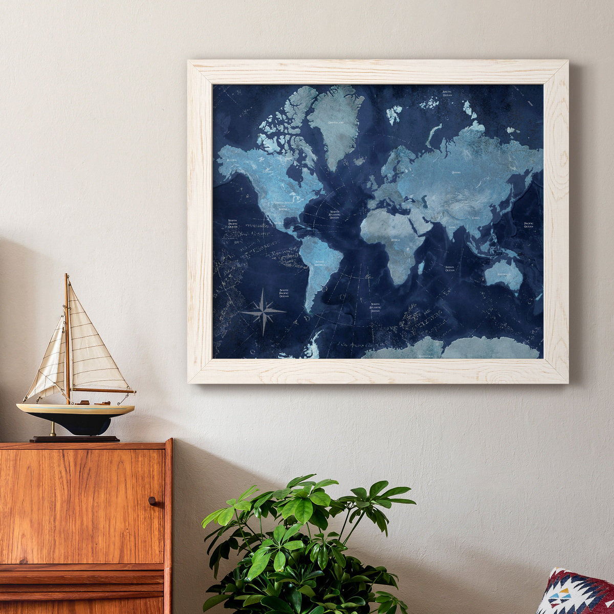 Longshore Tides World Map - Picture Frame Graphic Art on Canvas | Wayfair
