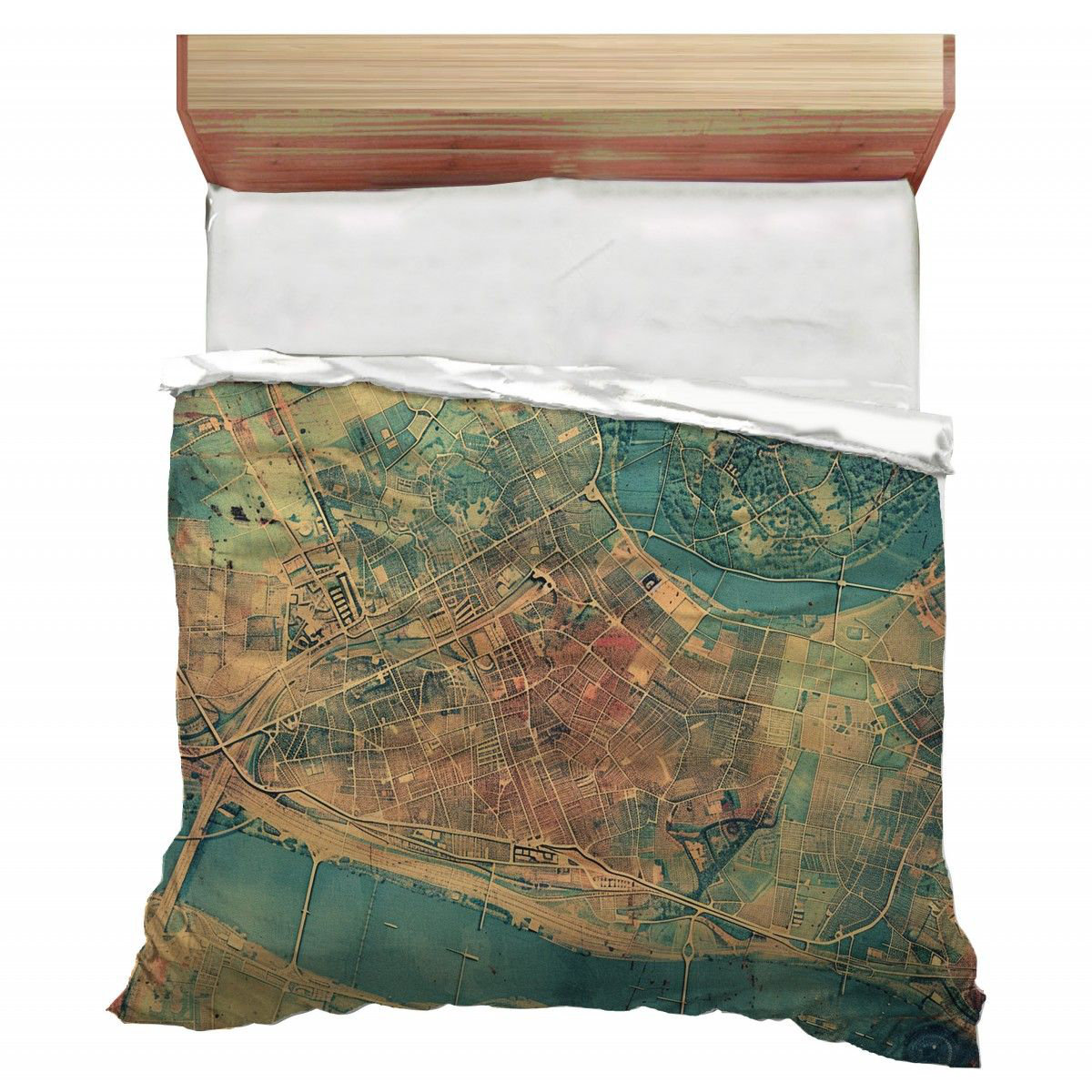 VisionDecor Map Bedding Geography Duvet Cover Antique | Wayfair