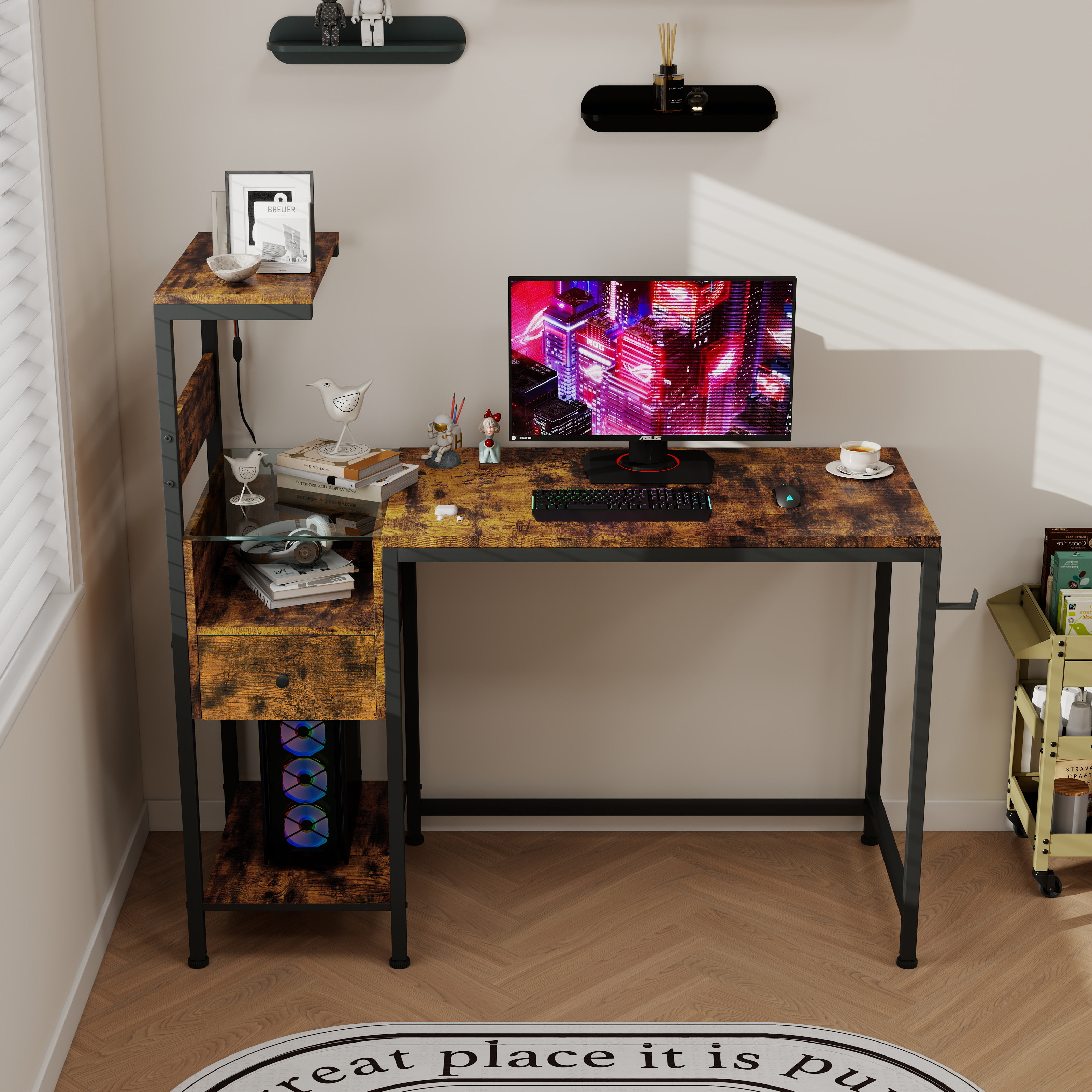 Ebern Designs Computer Desk With Usb Ports Charging Station Home Office ...