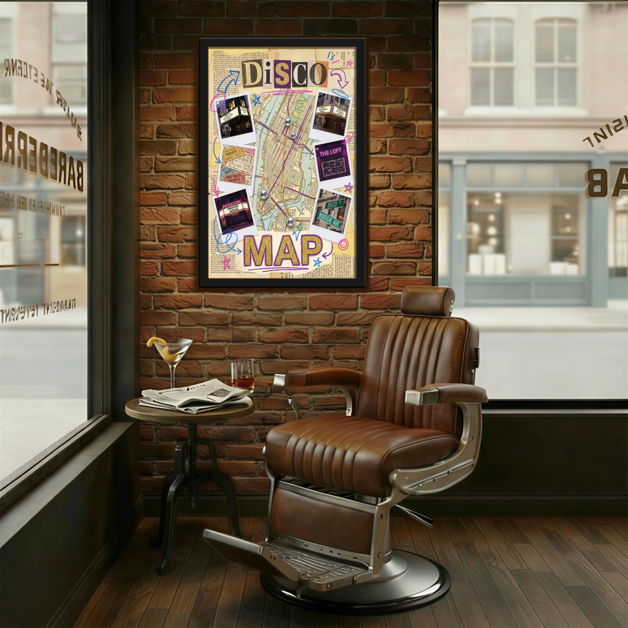 East Urban Home Fashion Disco Map Collage With Photos And Arrows | Wayfair