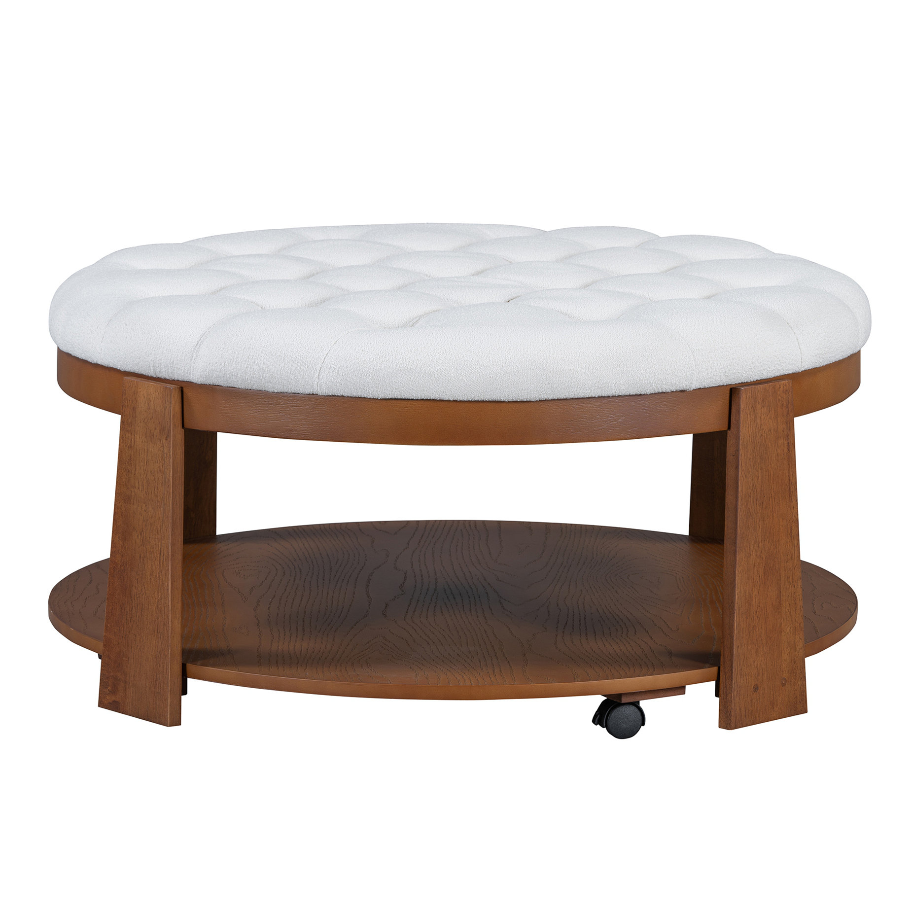Latitude Run® Modern Large Round Ottoman Coffee Table 2-Tier Oversized ...