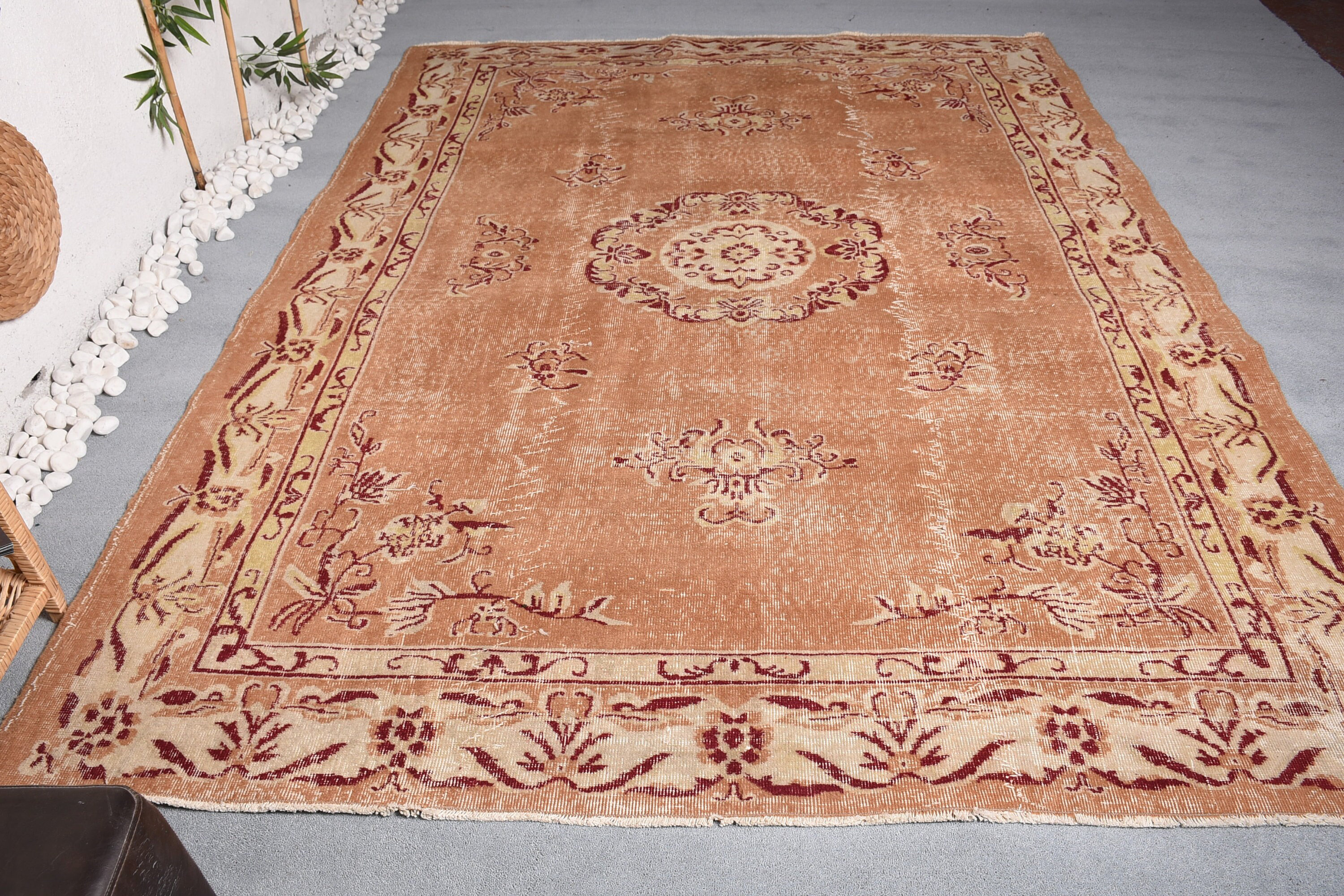 Isabelline Turkish Rugs, 6.9x9 ft Large Rugs, Brown Cool Rugs, Home ...