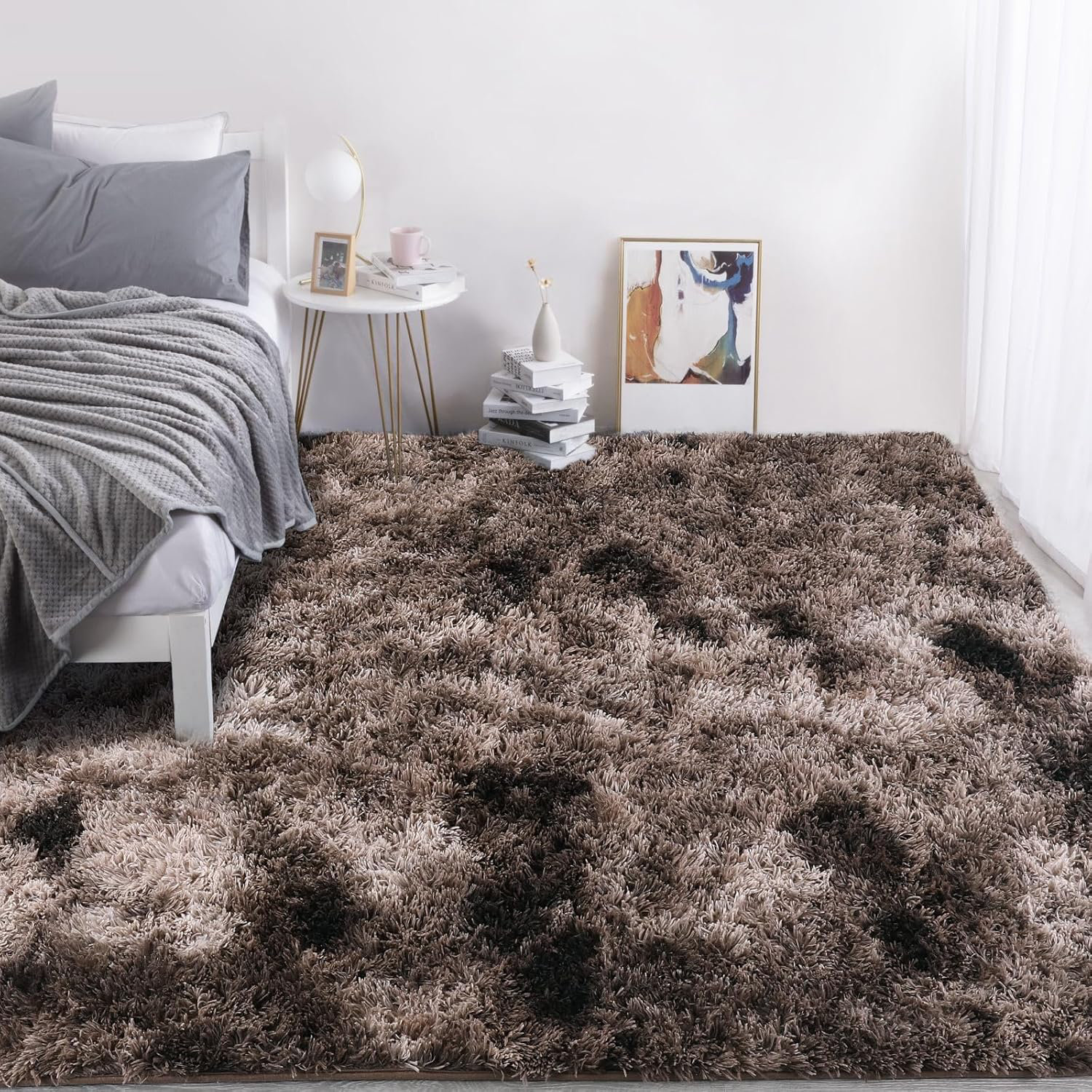 AMIBZ Shaggy Area Rug 10X14 Feet, Ultra Fuzzy Large Plush Faux Fur ...
