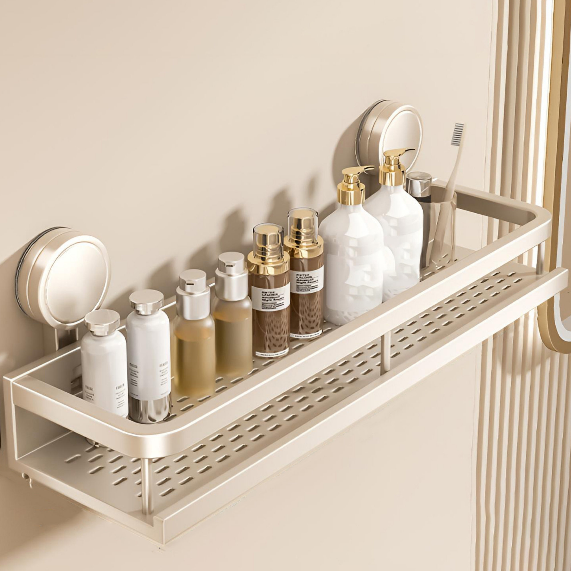 Rebrilliant Non Perforated Bathroom Storage Rack, Wall Mounted Storage ...