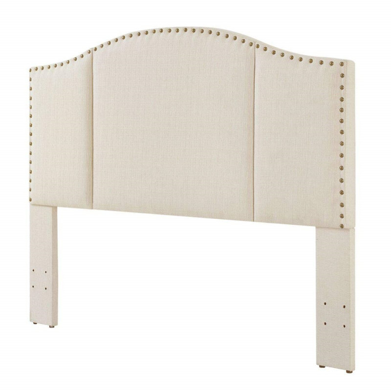Bloomsbury Market Medieval linen quilted headboard with bronze nails ...