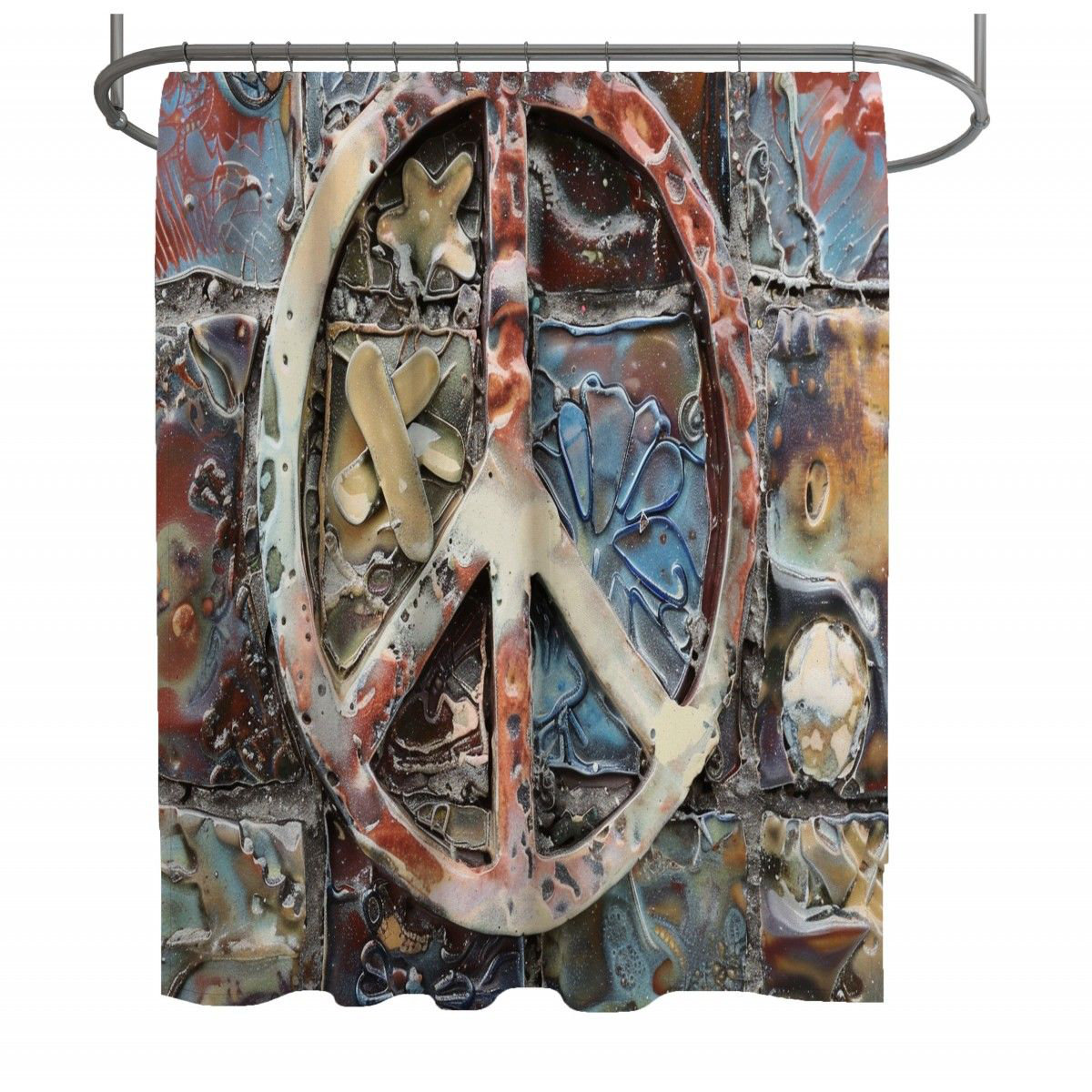 VisionDecor Peace symbol Shower Curtain - Cool pattern Bathroom Decor ...