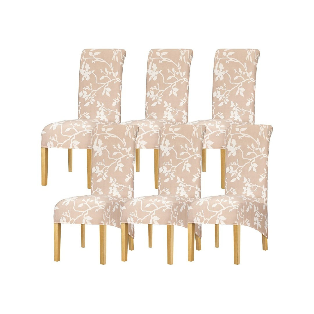 17 Stories High Back Chair Covers Stretch Pack Of 6, Brown, 68 X 45 X ...