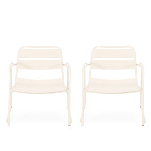 Latitude Run® Matte White Iron Chair For Backyard Space, 24.5" D X 27 ...