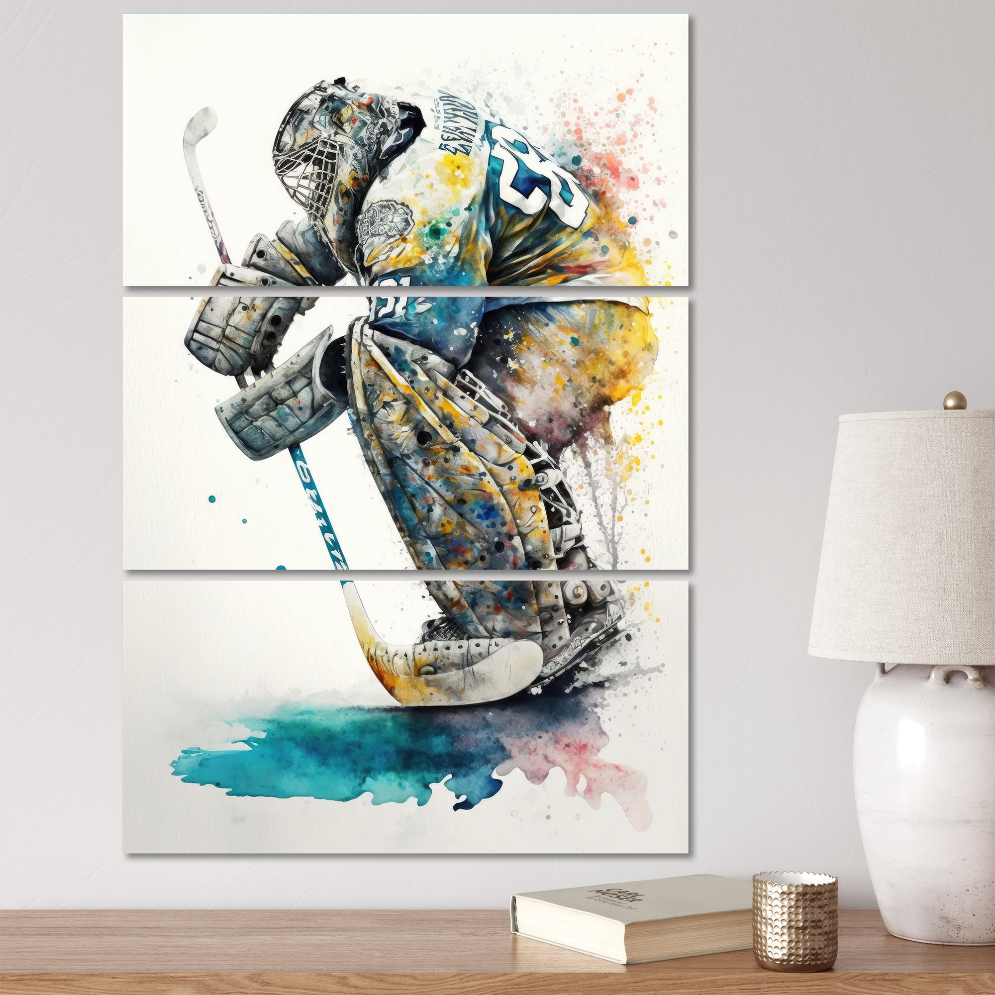 Hokku Designs Hockey Goalie On Ice During Play V - Sport Hockey Canvas ...