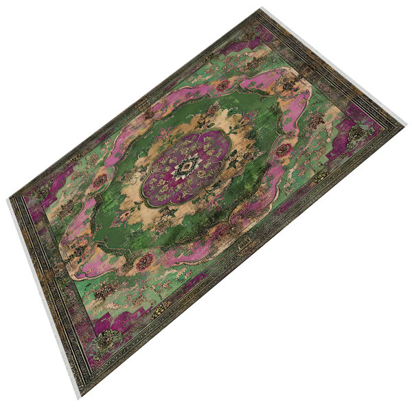 Alcott Hill® Antique Green Floral Area Rug | Wayfair