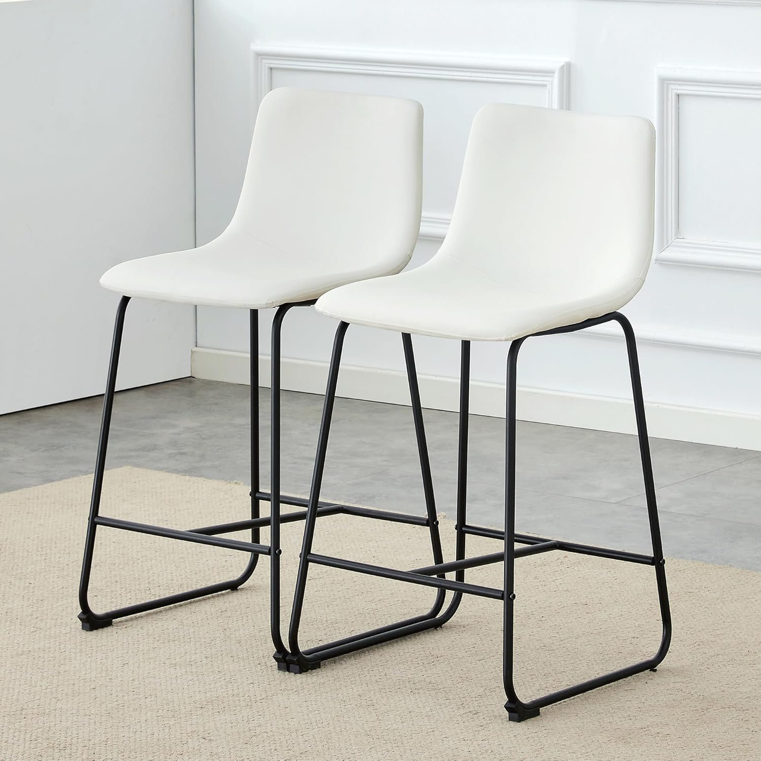 Latitude Run® A Set Of 2 Modern Minimalist Style Pu Material Bar Stools ...