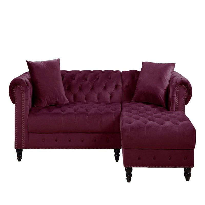 Rosdorf Park Jamileth 94" velvet sectional with 2 Pillows,sectional ...