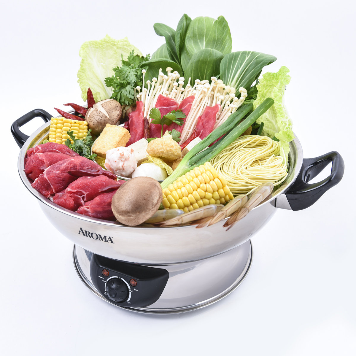 AROMA® 5Qt. Electric Shabu Shabu Hot Pot, Adjustable Heat Settings ...
