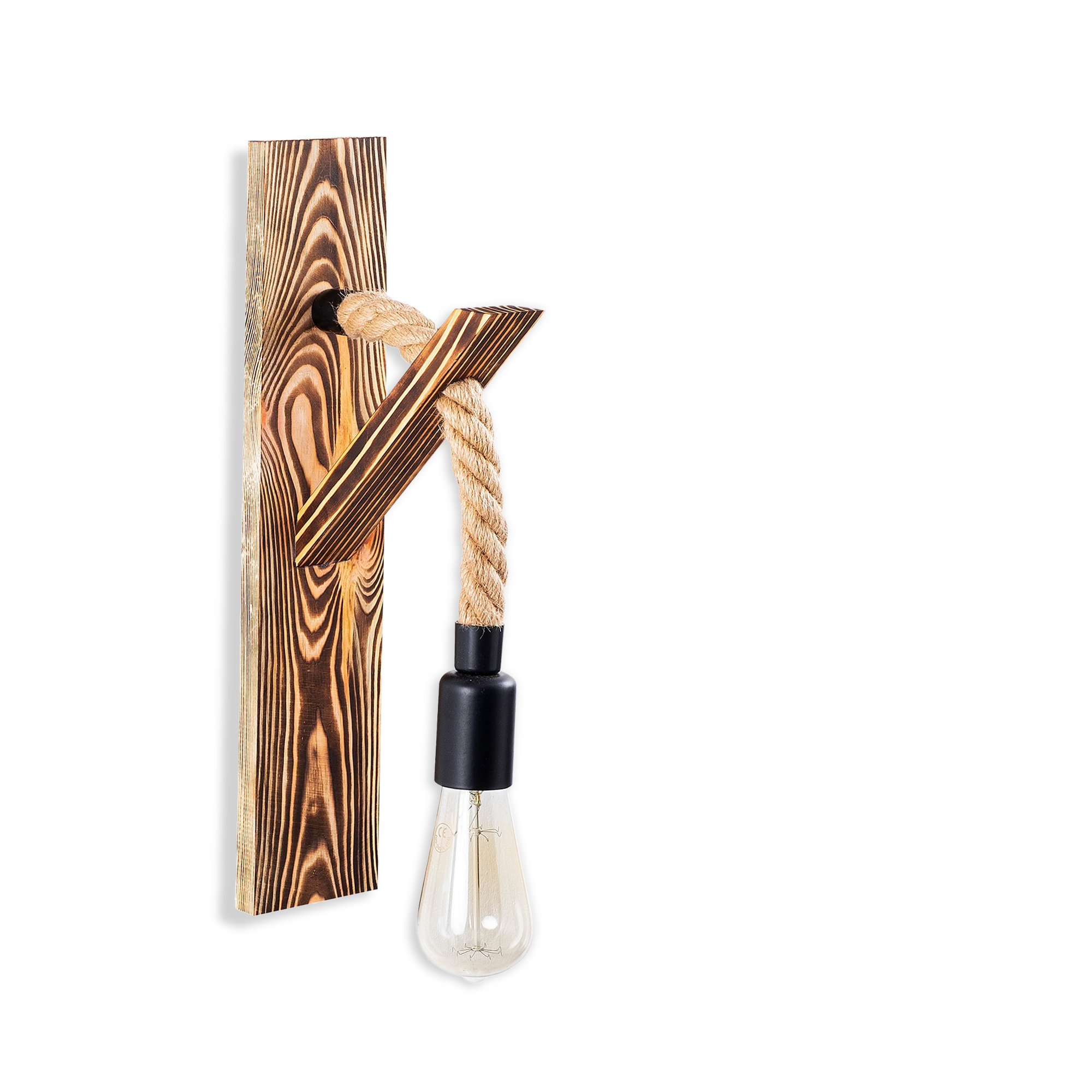 One Allium Way® Bethli Wooden Body Rope Wall Sconce | Wayfair