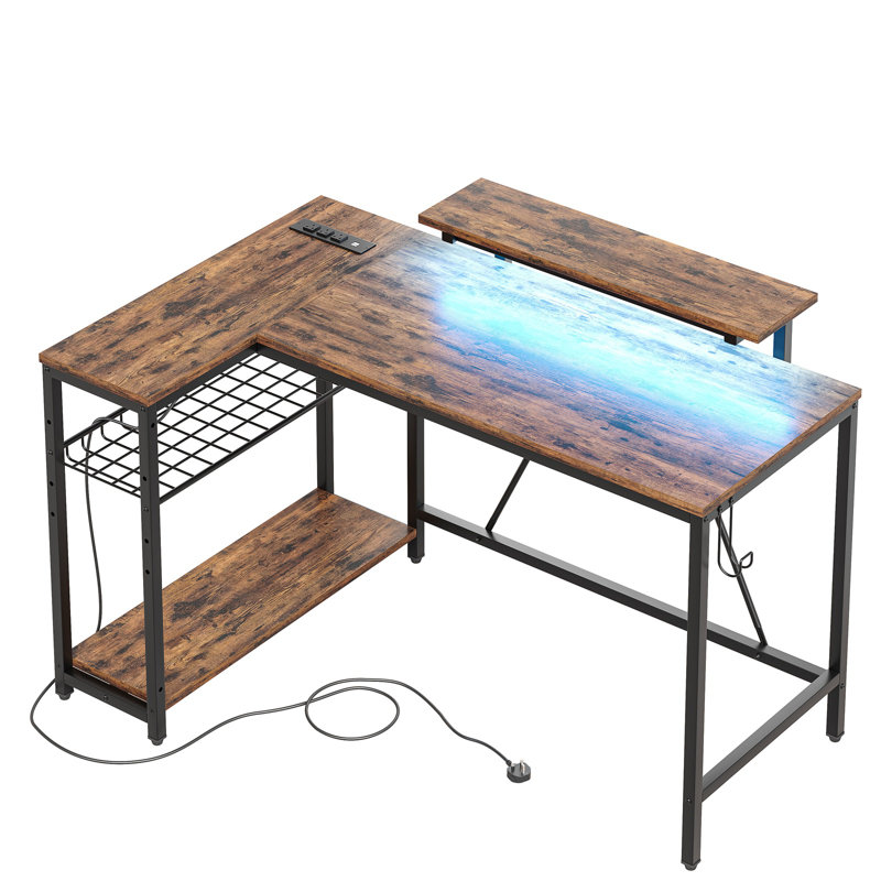 Trent Austin Design® Aurea L-Shaped Work Desk with Built in Outlets ...