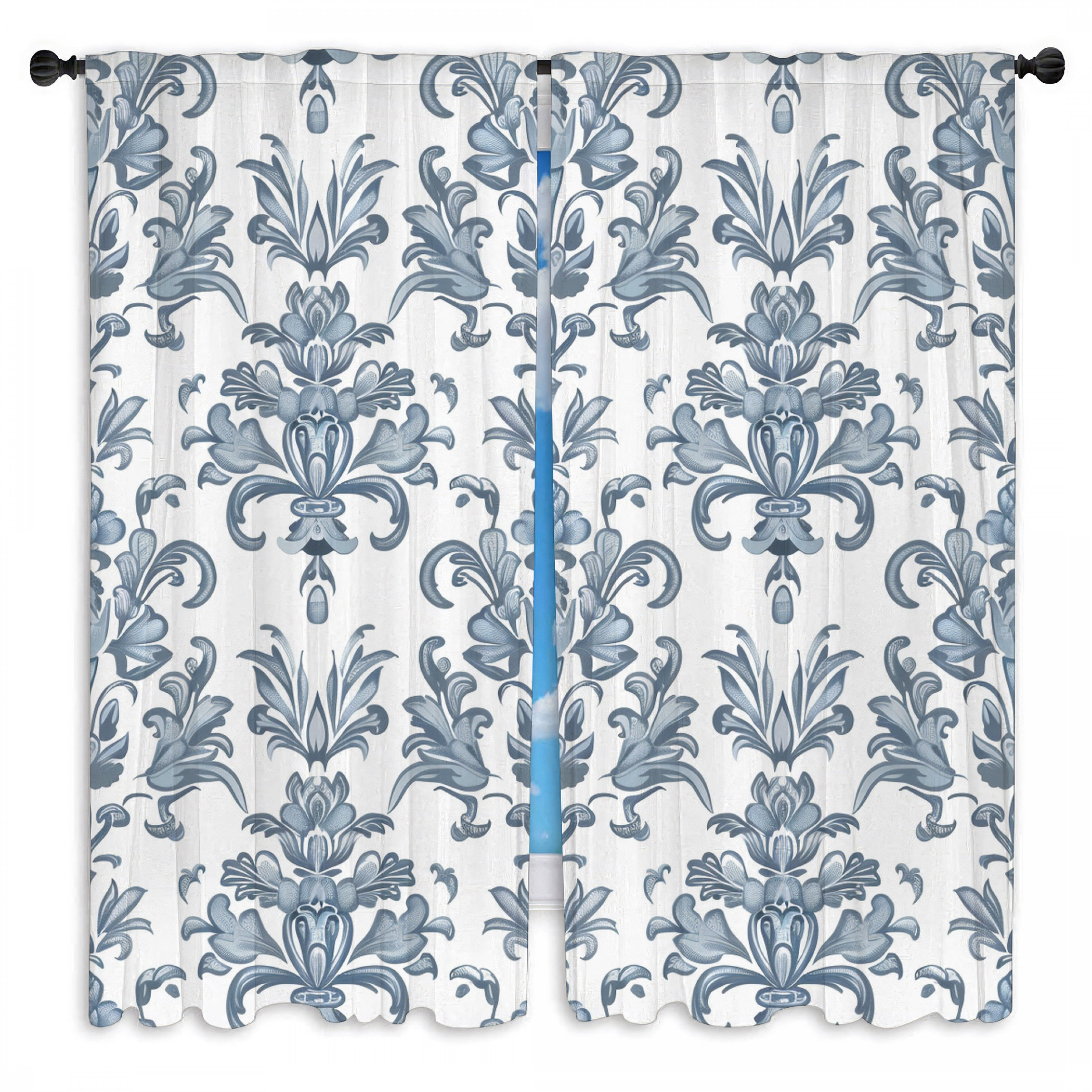 Orren Ellis Ornate Pattern Window Curtains Textile Gothic Drapes - 2 ...