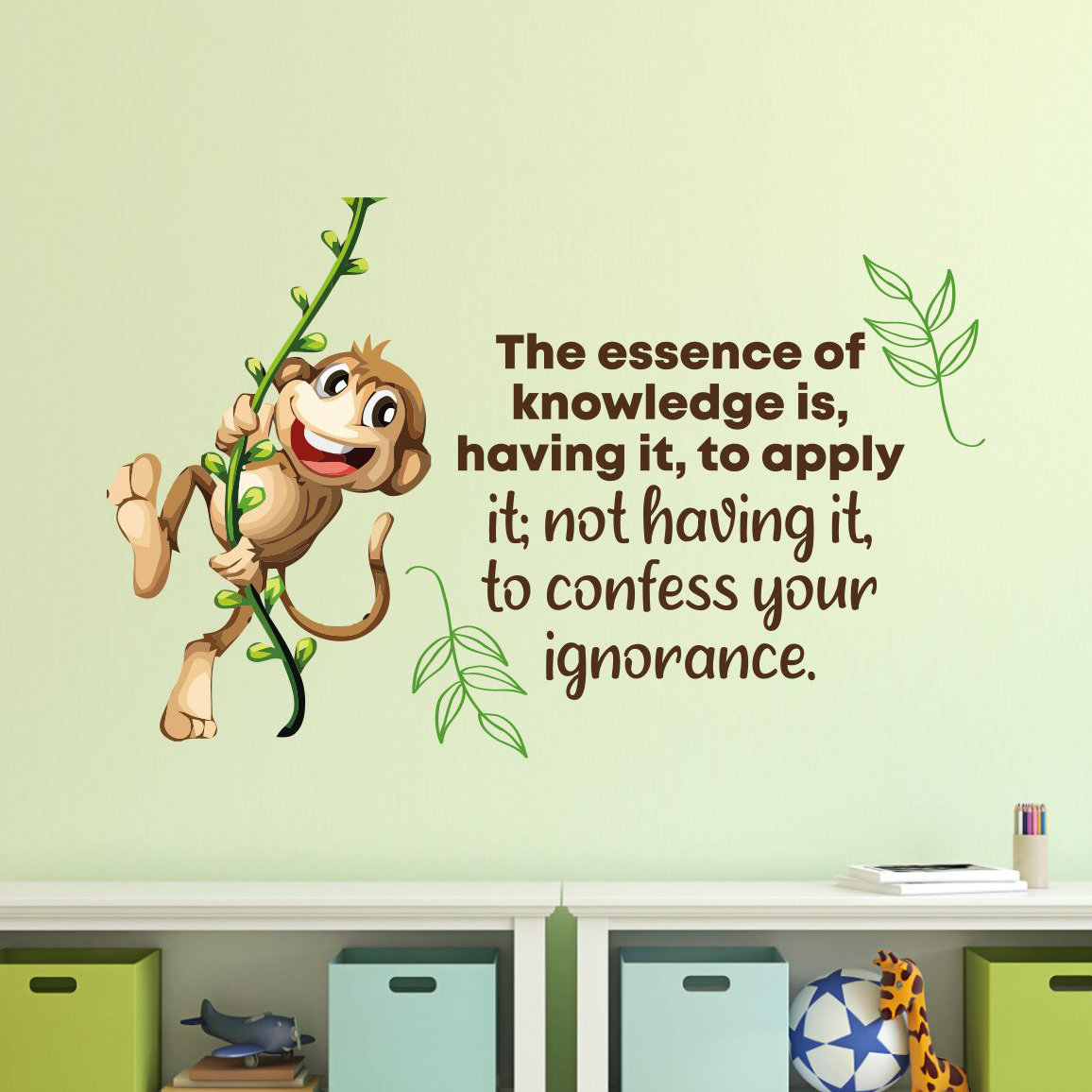 Zoomie Kids Knowledge Monkey Animal Life Cartoon Quotes Wall Decal ...