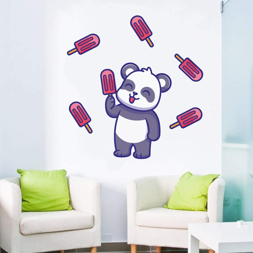 Zoomie Kids Young Giant Panda Popsicles Wall Decal | Wayfair