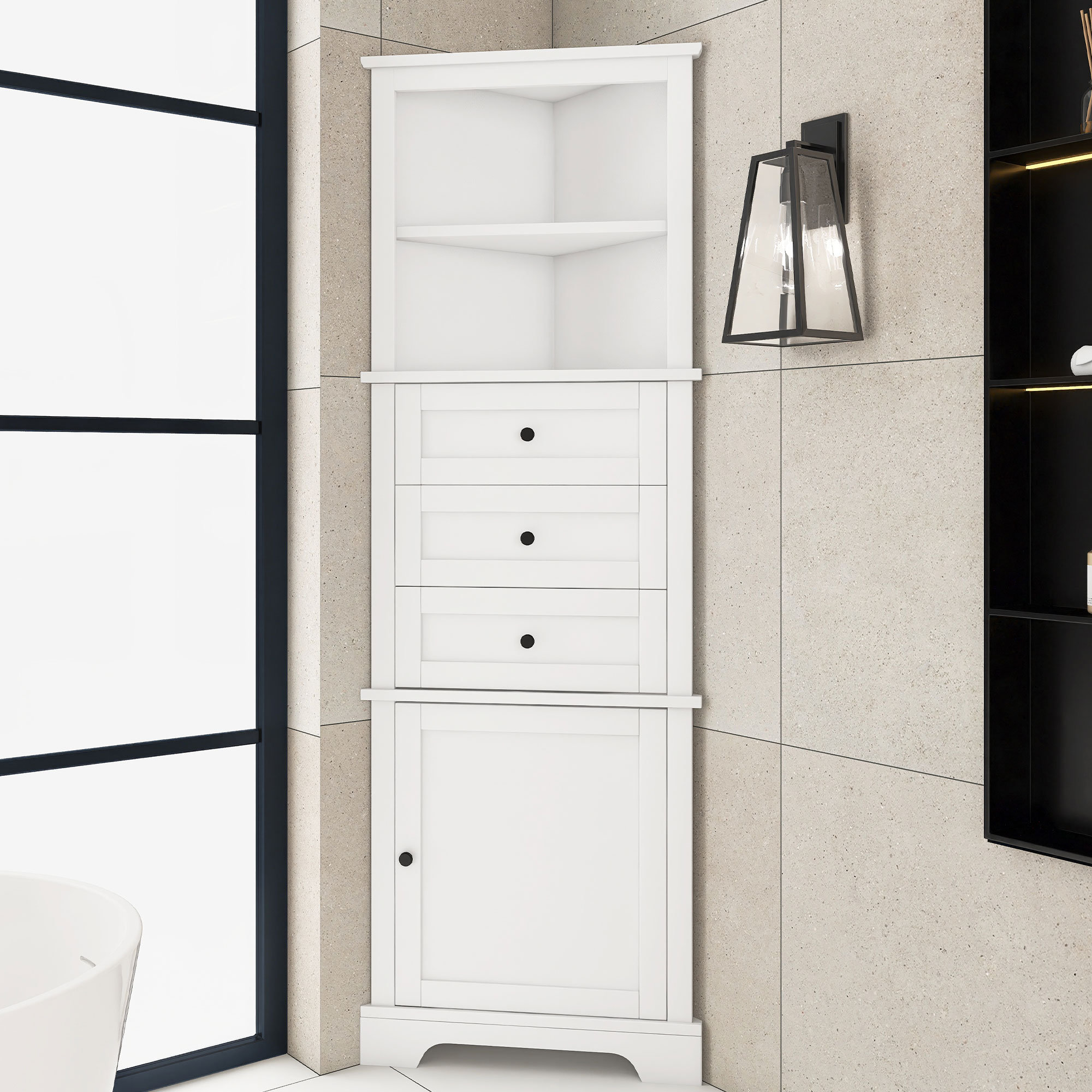 Staykiwi Medium Density Fiberboard Corner Linen Cabinet | Wayfair