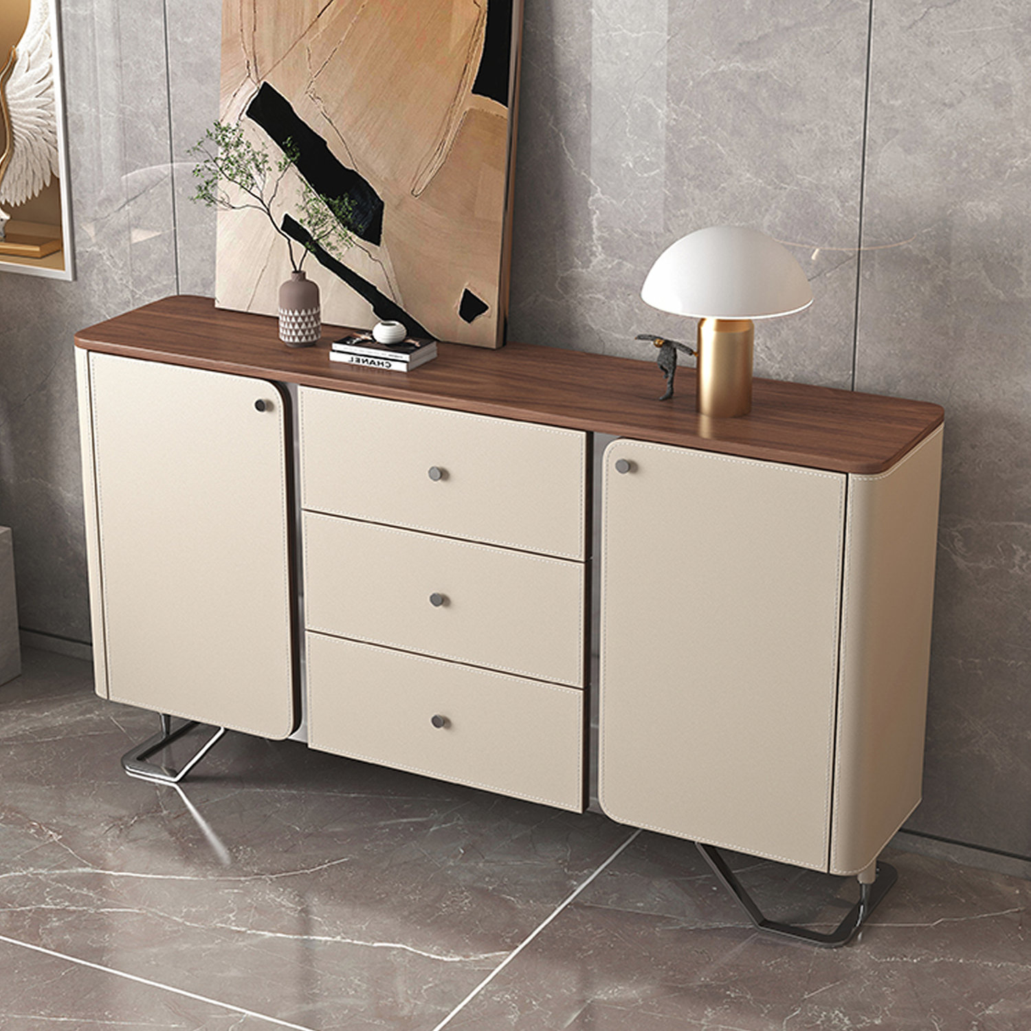 Liu's ink furniture Modern Saddle Leather Sideboard with Storage | Wayfair