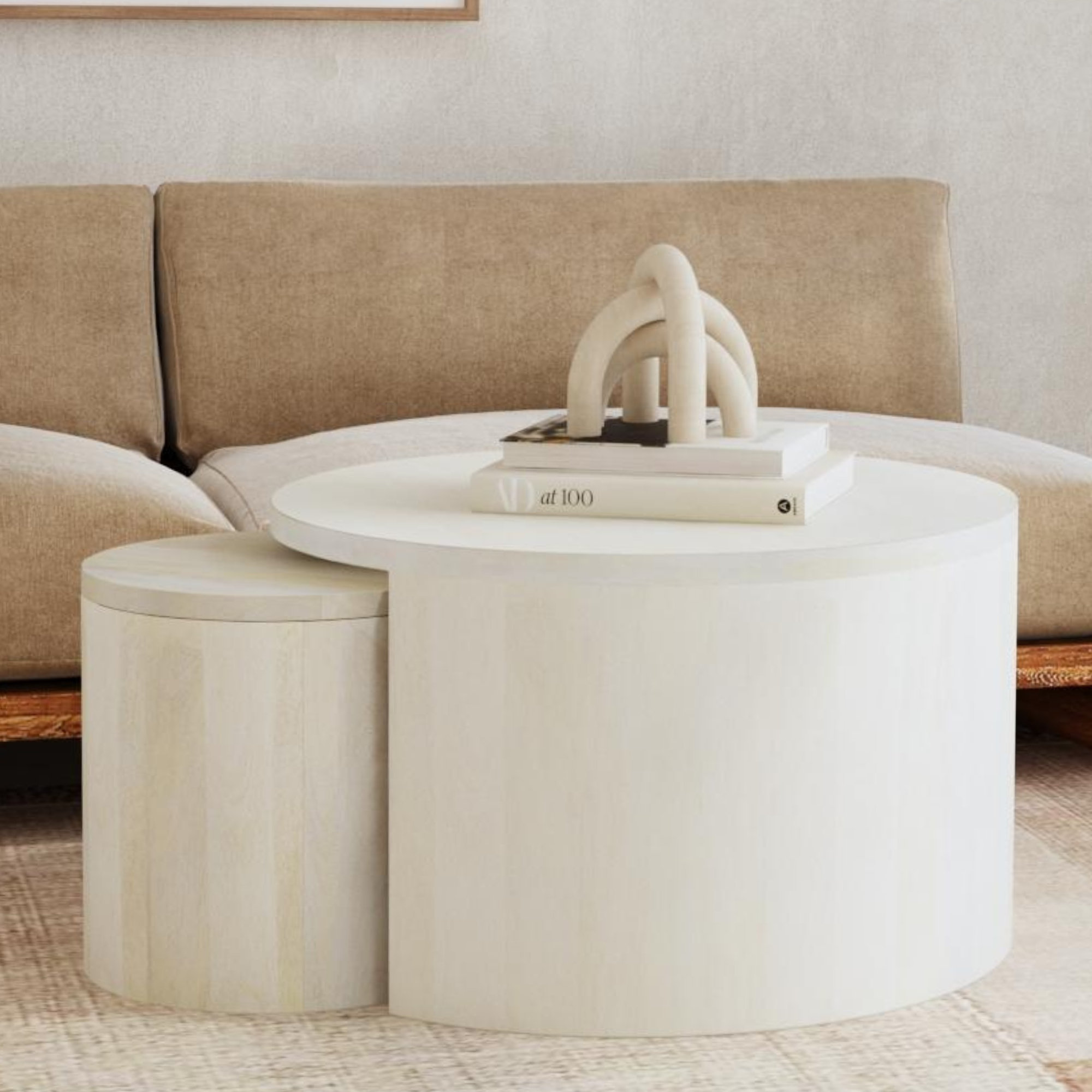 Indigo Road by Egypt Sherrod Cyrus Solid Wood Drum 2 Nesting Tables Set ...