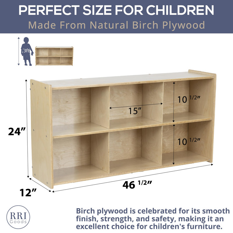 RRI Goods 2-Tier Open Shelves Birch Plywood Bookcase, 6-Cube Storage ...