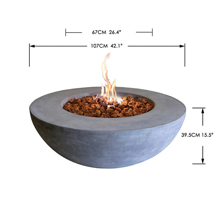 Elementi Envelor Fire Pit 16'' H X 42'' W Includes Windscreen, Lid, and ...