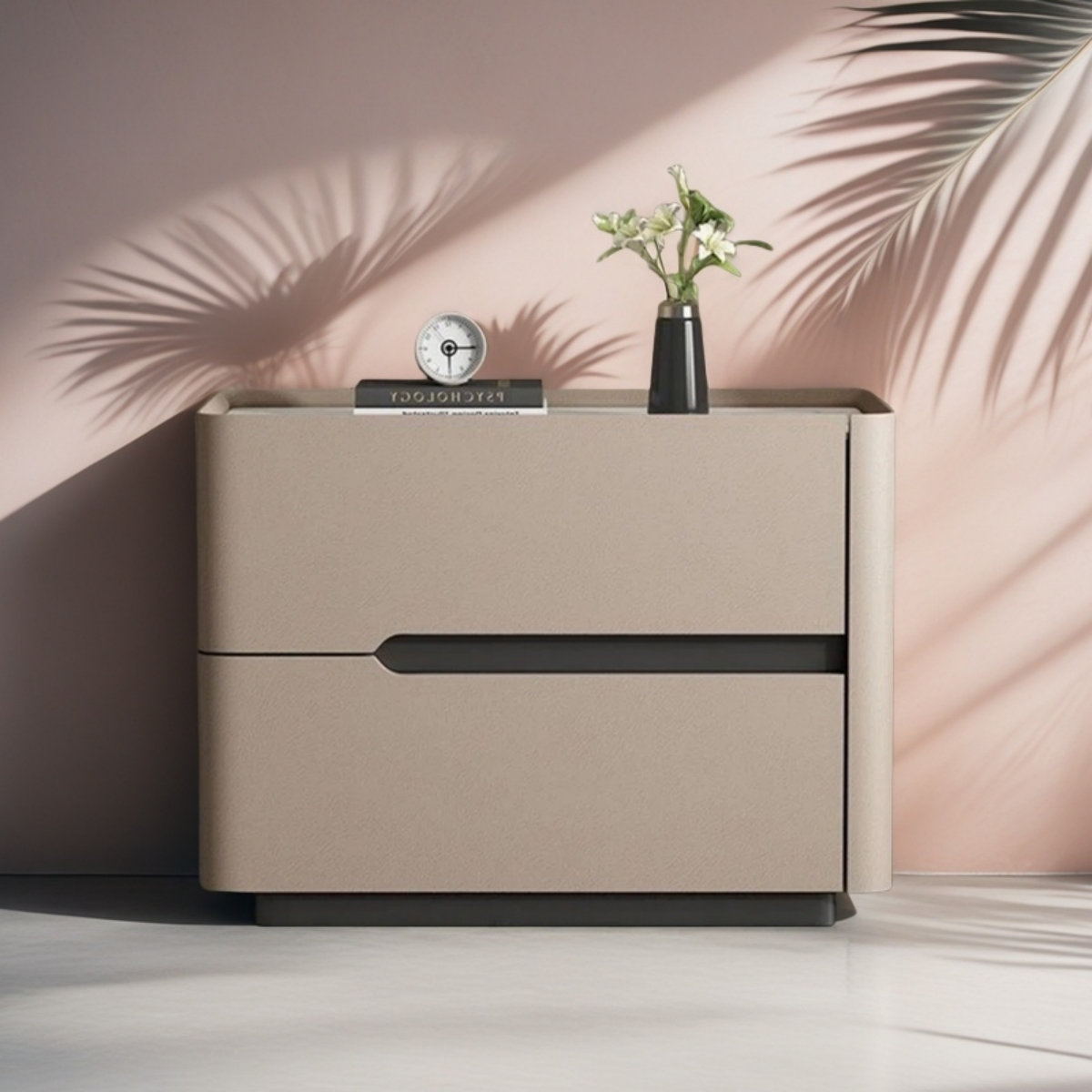 Latitude Run® 19.7-inch Italian Light Luxury Double Drawer Warm Gray ...