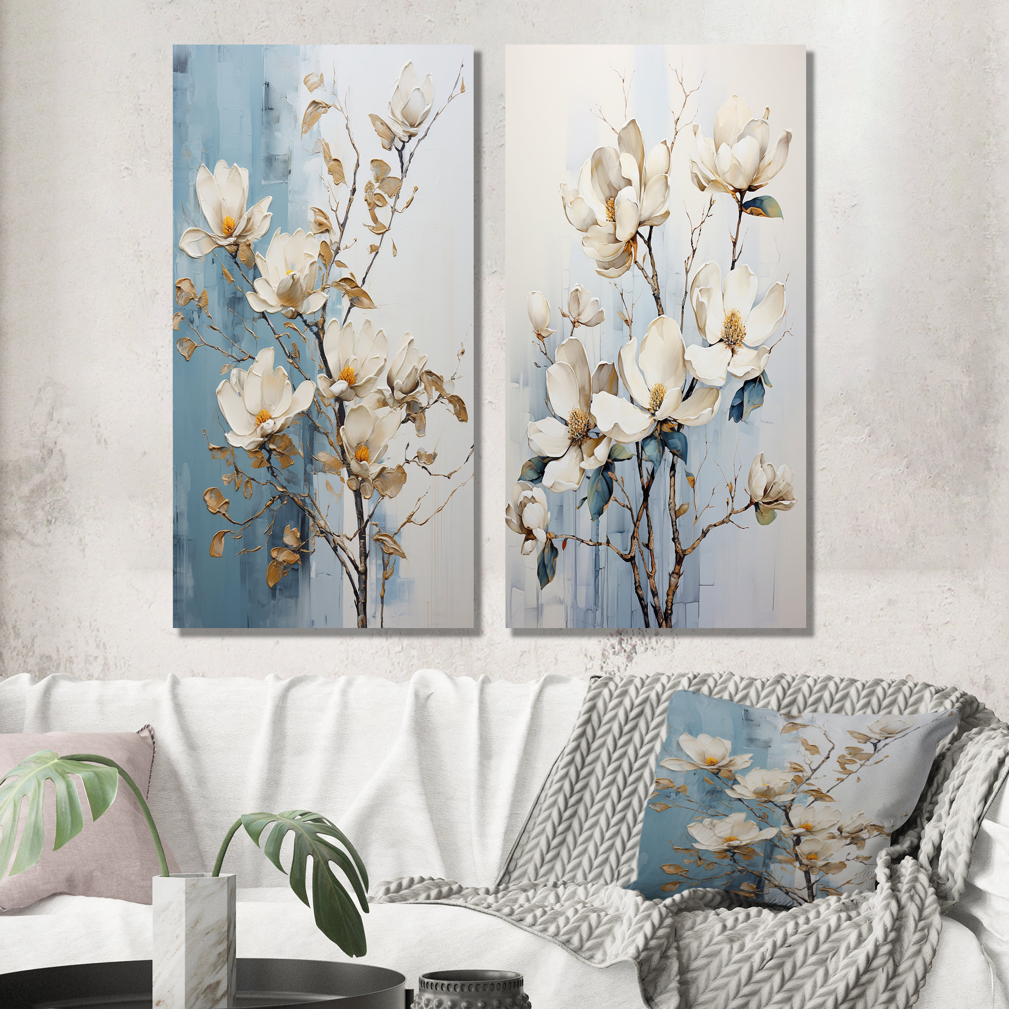 Red Barrel Studio® White And Gold Magnolia Petal Serenity - Magnolias ...