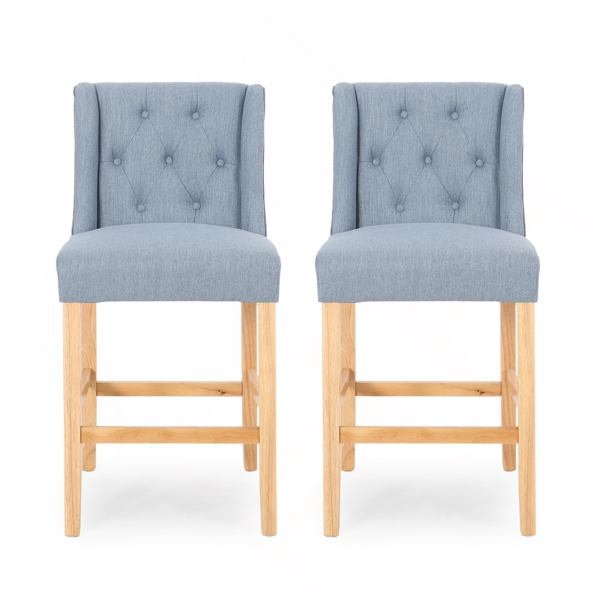 Mercer41 Stylish And Comfortable Wingback Counter Stools With Button ...