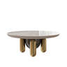 Everly Quinn 39" Round Metal and Stone Coffee Table with Hemisphere ...