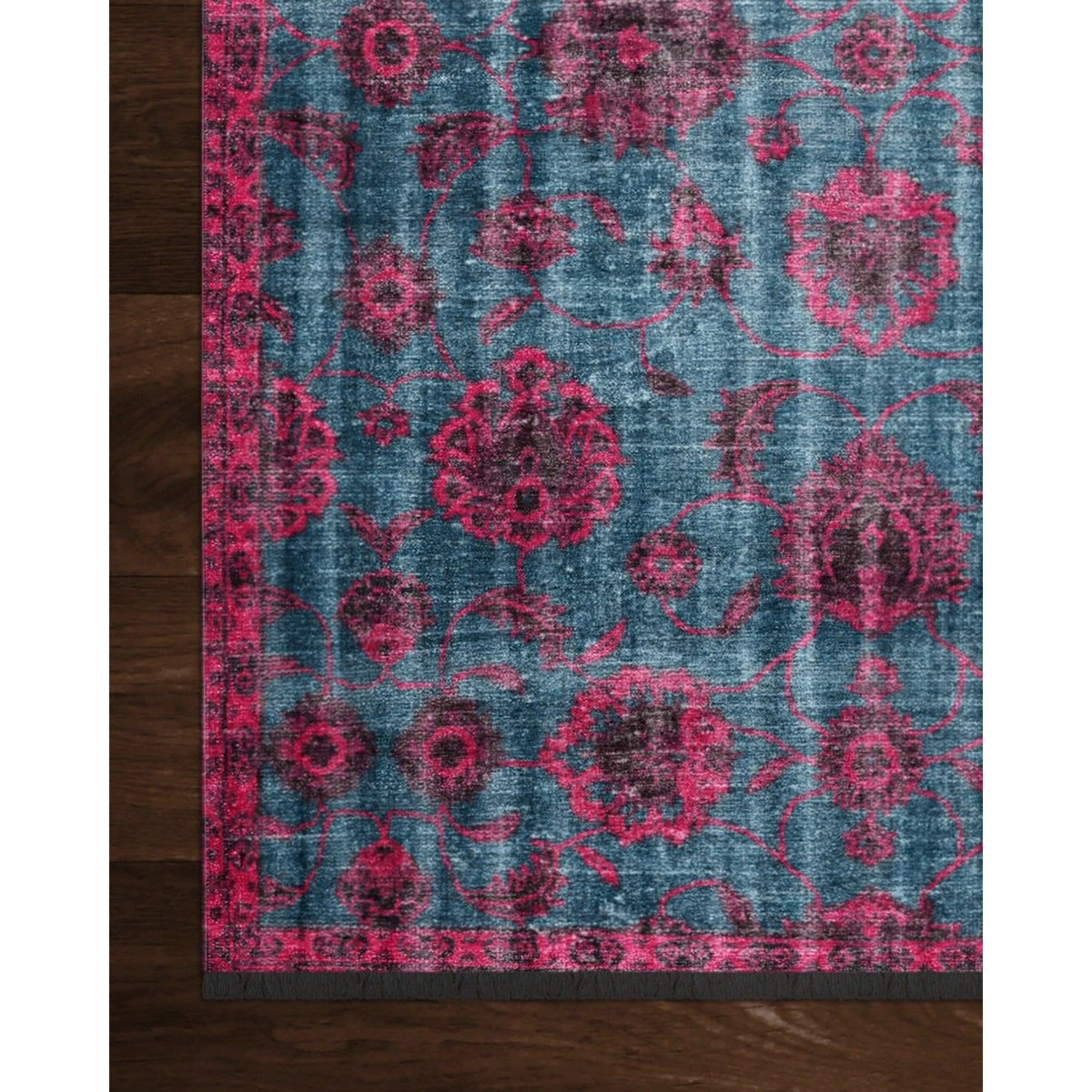 Bungalow Rose Tarango Oriental Blue Fuschia Machine Woven Cotton ...
