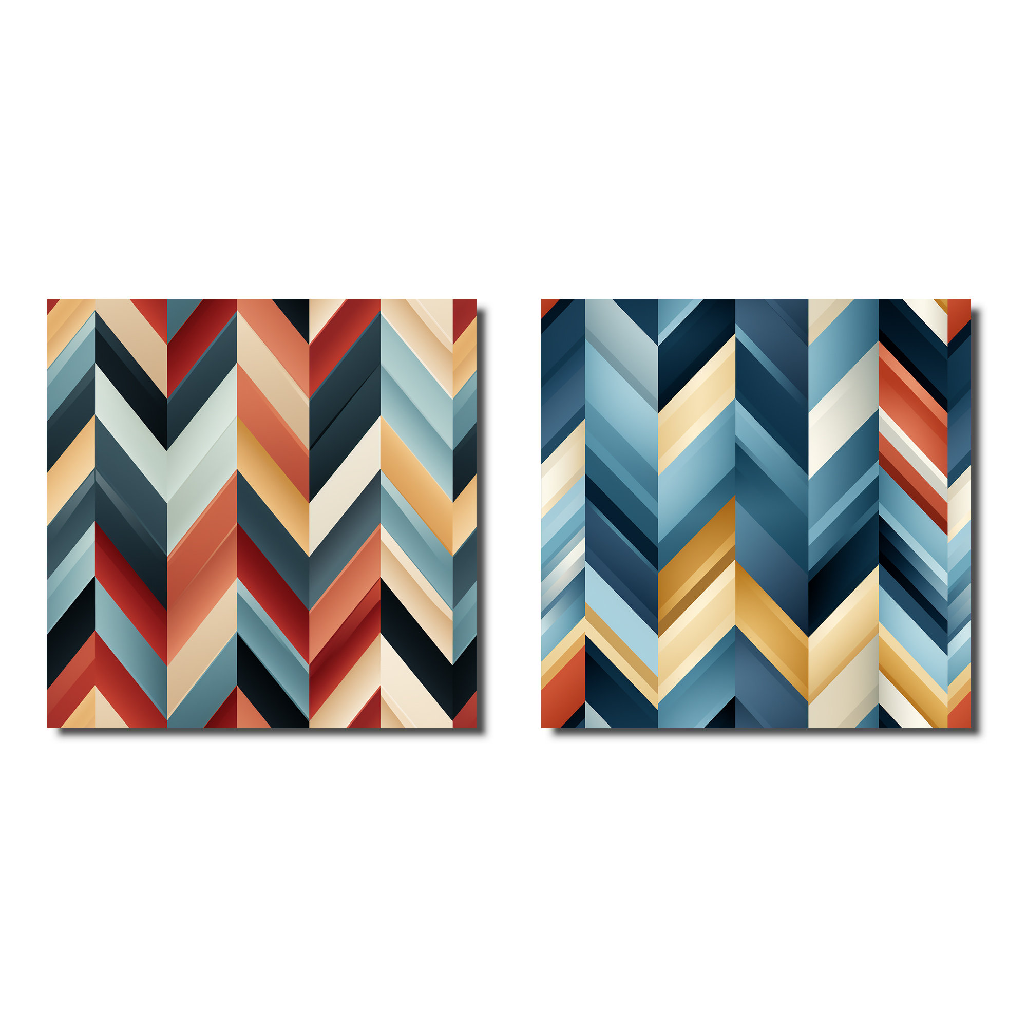 Design Art Light Red And Blue Geometric Chevron - Abstract Shapes ...