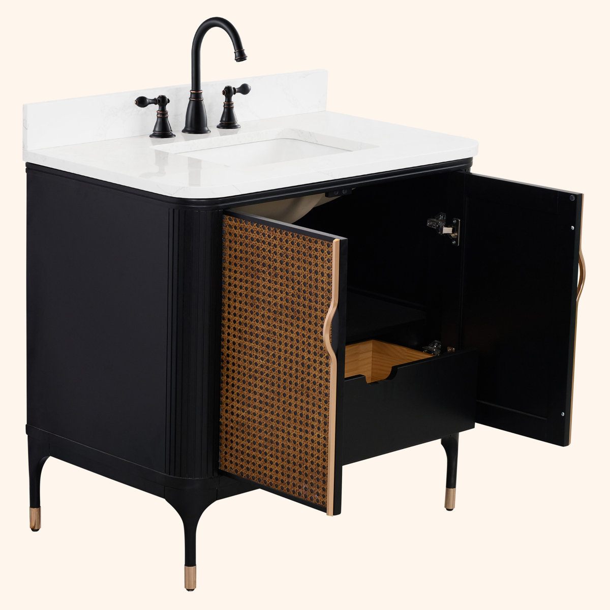 Bay Isle Home™ 36" VANITY BIRCH FINISH WITH 1" THICK ARTIFICIAL STONE ...