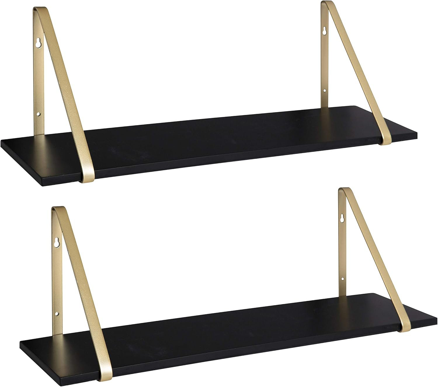 Latitude Run® Modern Floating Shelves With Gold Metal Brackets, 2-Piece ...