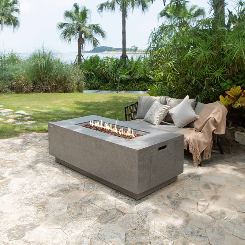Envelor Andes 22'' H x 66'' W Concrete Propane Outdoor Fire Pit Table ...