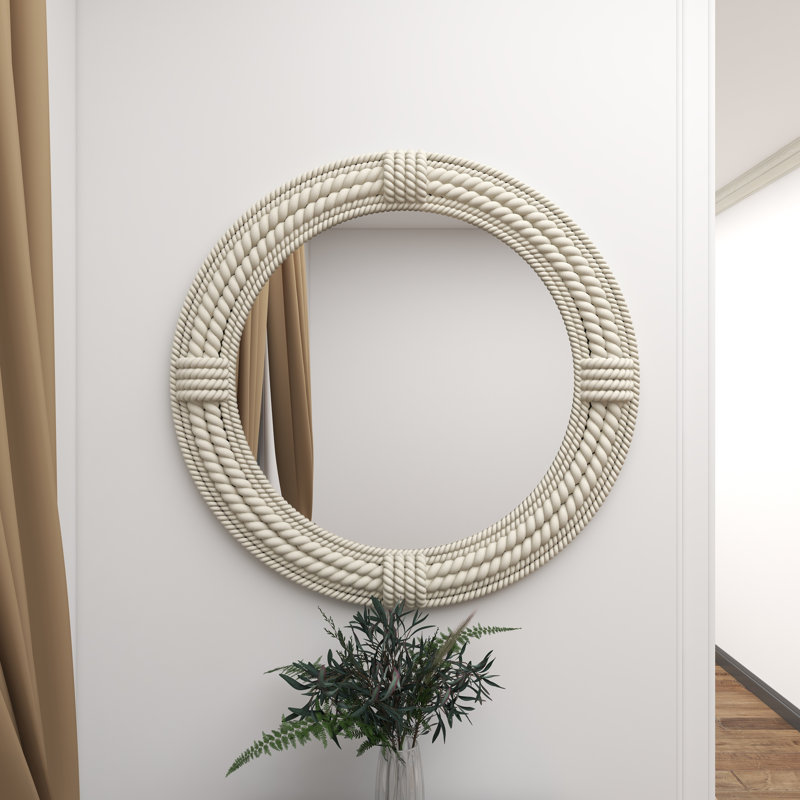 Birch Lane™ Frony Wooden Coiled Rope Room Wall Mirror with Wrapped Rope ...