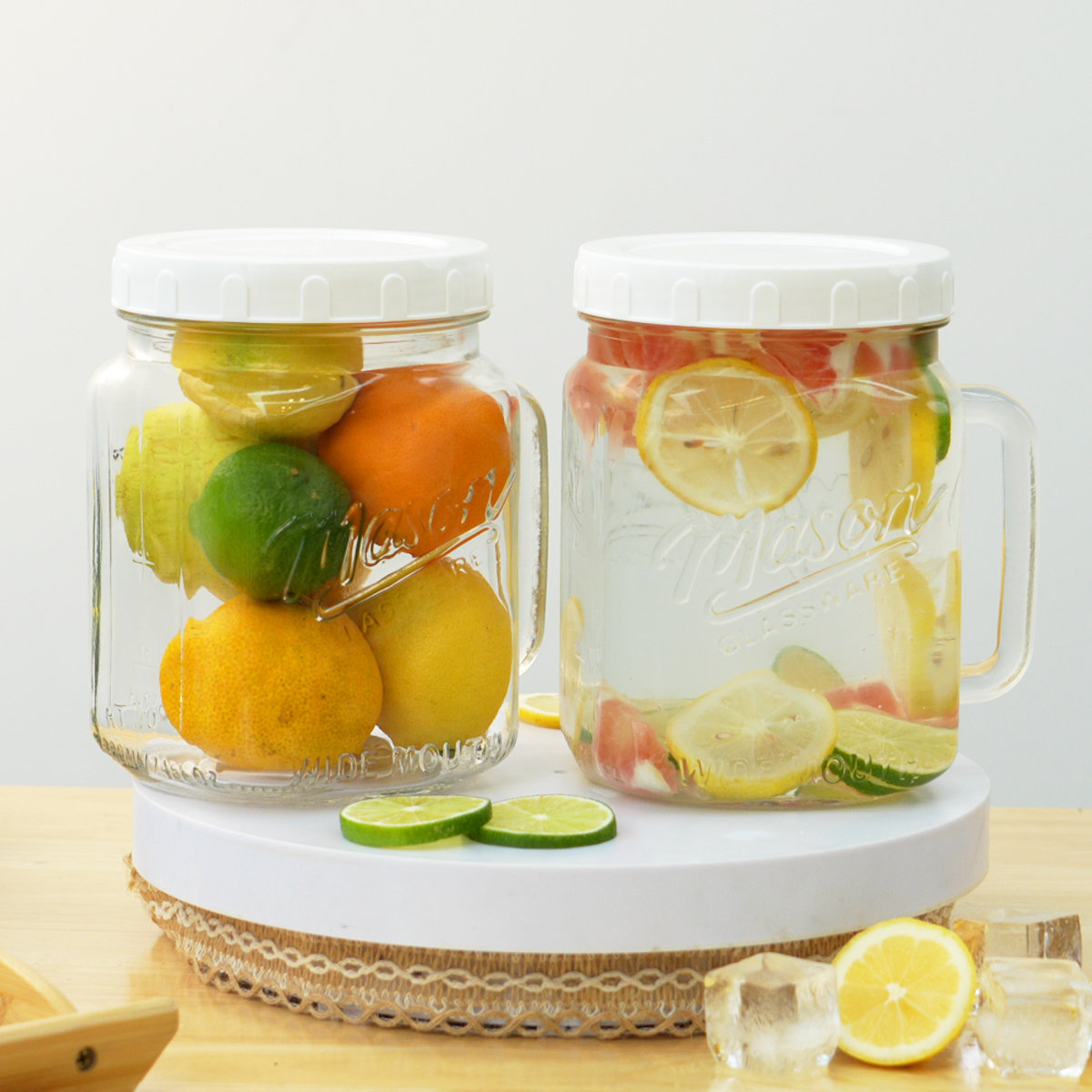 Ebern Designs 2 Pack 74 oz Ebern Designs Mason Jar with Handle, Glass ...