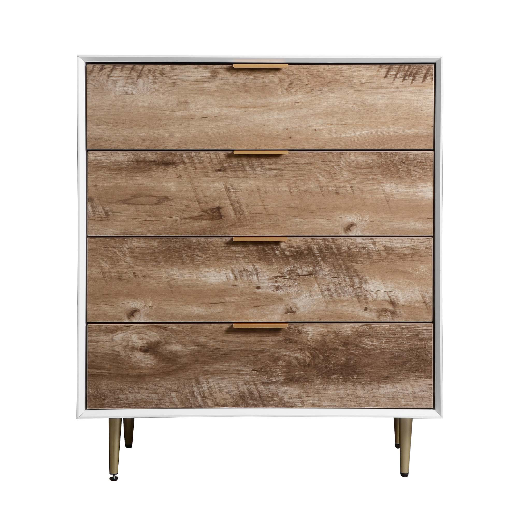 Union Rustic Wooden Tall 4 Drawer Dresser,Chest Of Drawers With 4 Metal ...