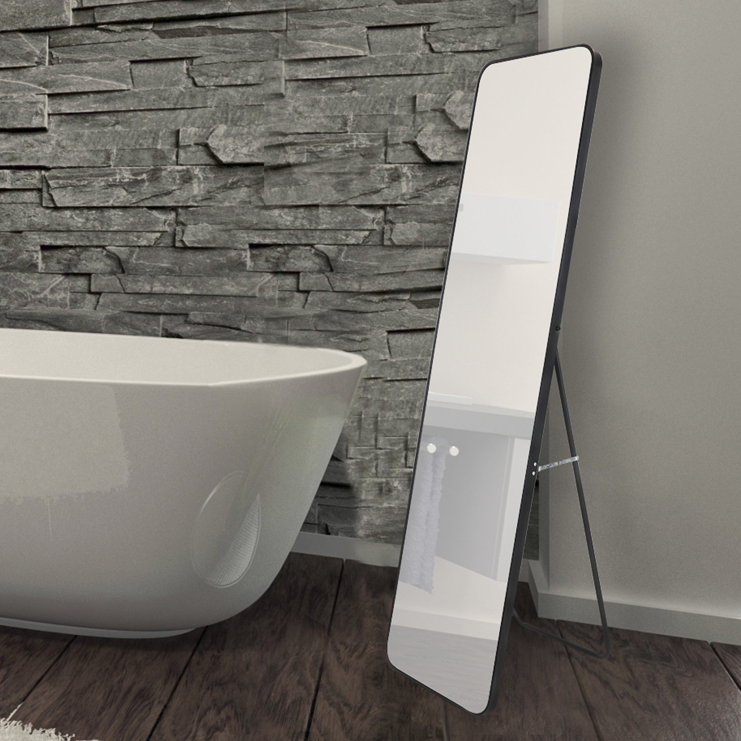 Latitude Run® Mirrorize 59" Full Length Floor Mirror With Arch Corner ...