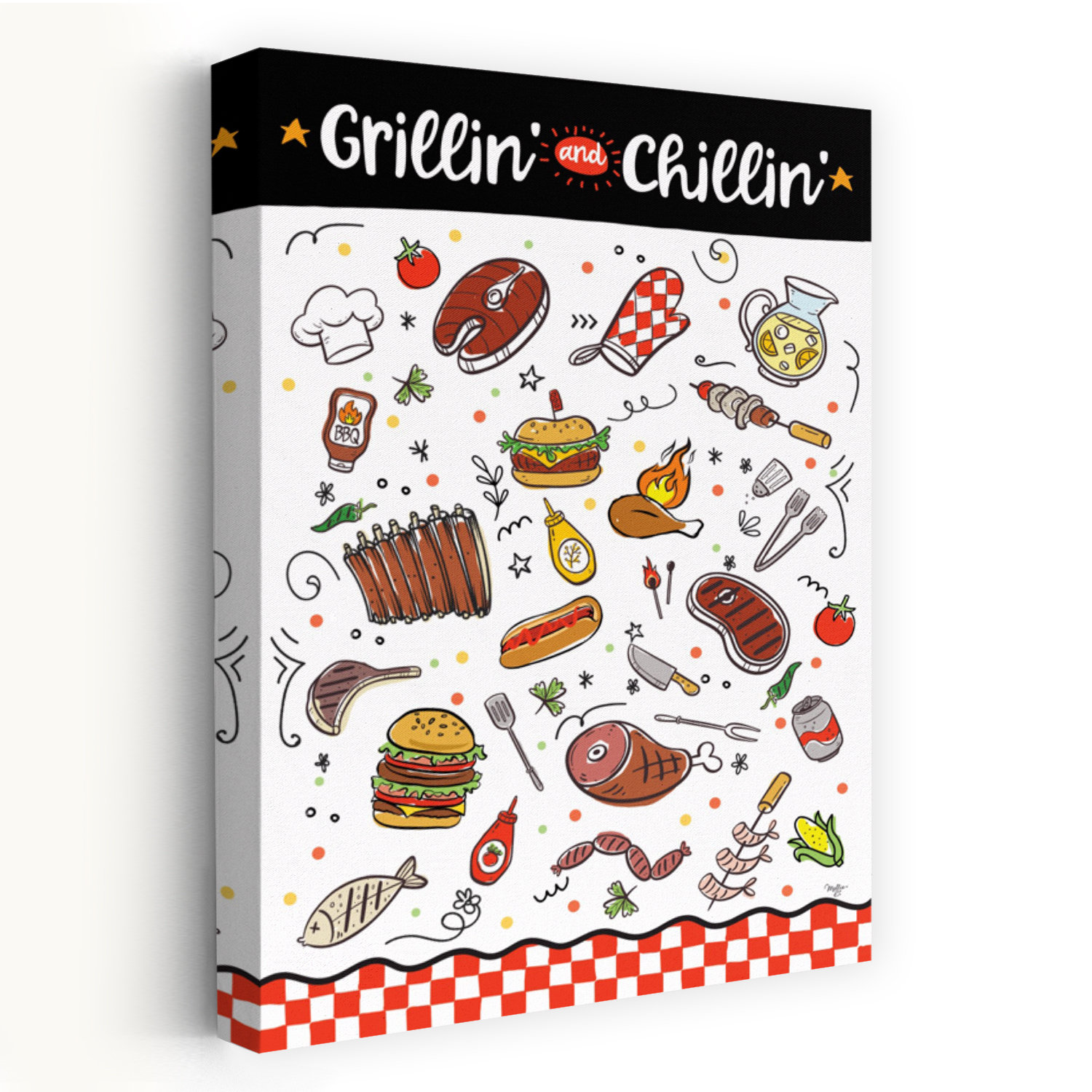 Lark Manor™ Grillin' And Chillin' - Contemporary Bbq Food Doodles ...