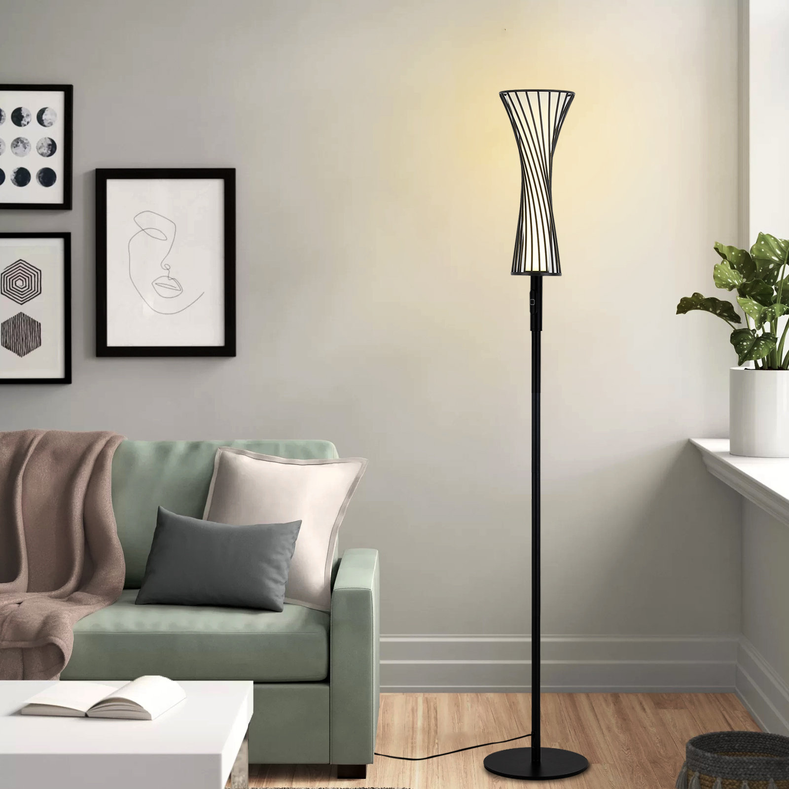 Everly Quinn Oprisan 60" Novelty LED Dimmable Pole Standing Floor Lamp ...