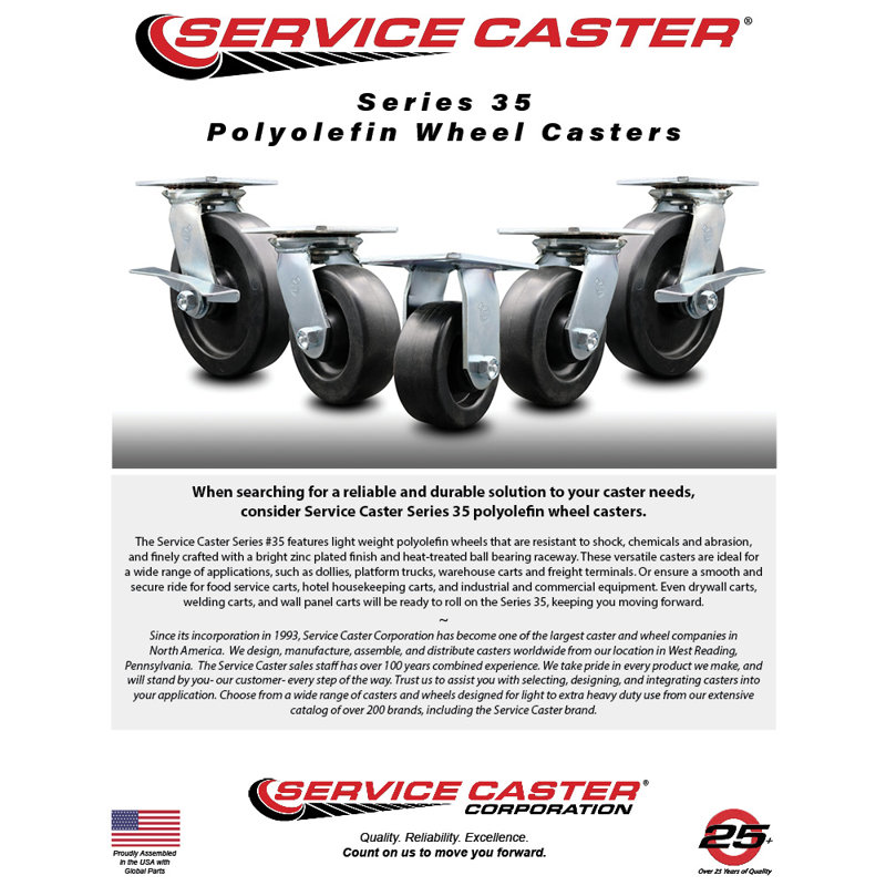 Service Caster 4-Piece Polyolefin Caster Set | Wayfair