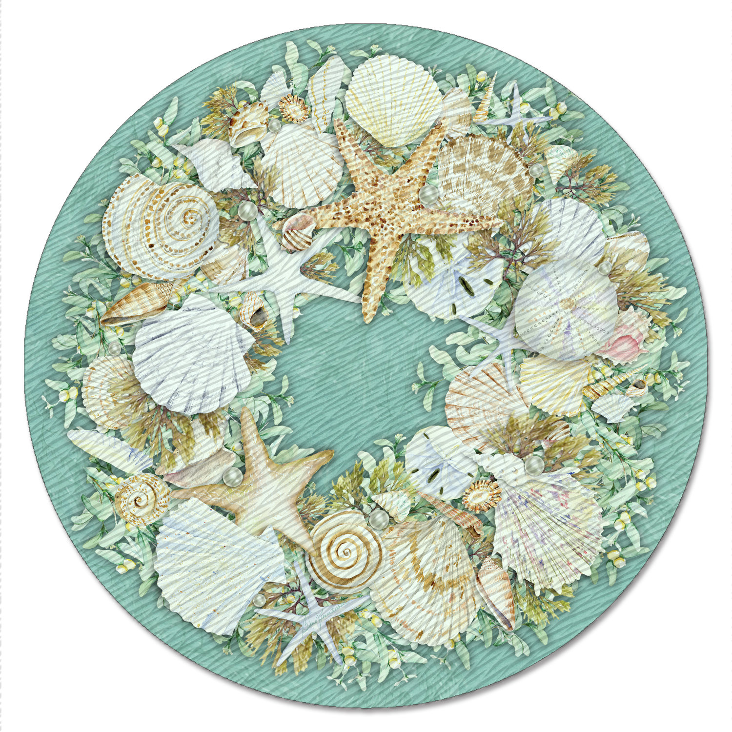 Highland Dunes Schank Coastal Wreath 13" Round Lazy Susan Turntable ...