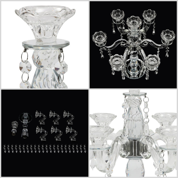 House of Hampton® 14'' H Crystal Tabletop Candelabra | Wayfair