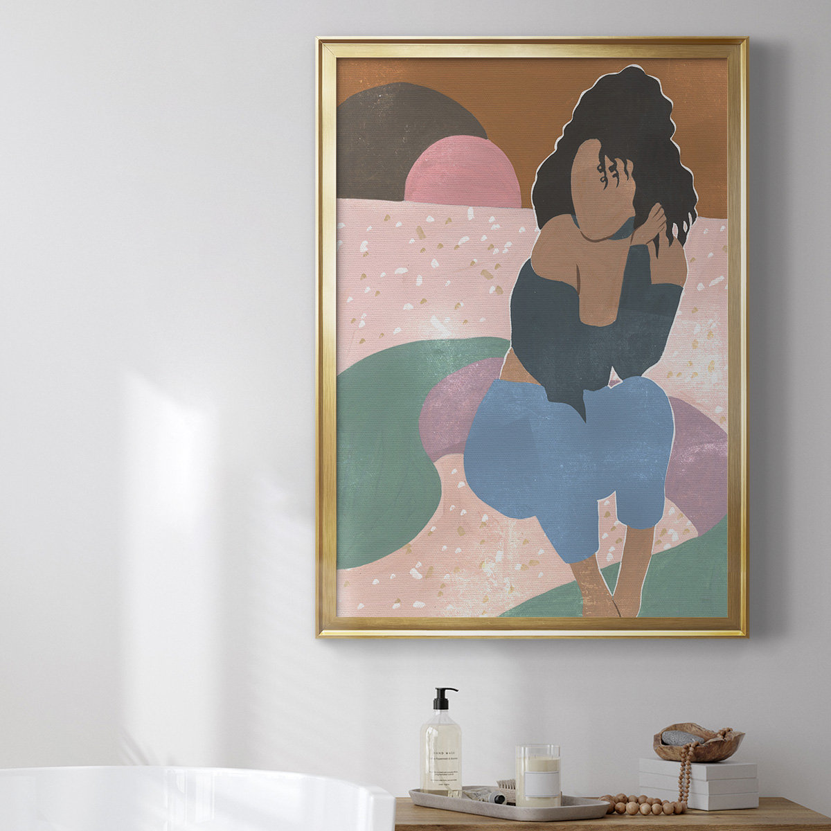 George Oliver Curly Lady II Premium Framed Canvas - Ready To Hang | Wayfair