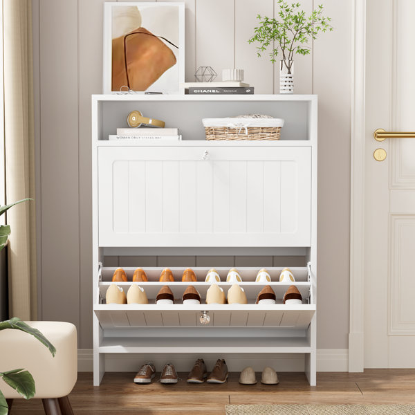 Ebern Designs 2 Flip-Out Drawer Shoe Cabinet | Wayfair