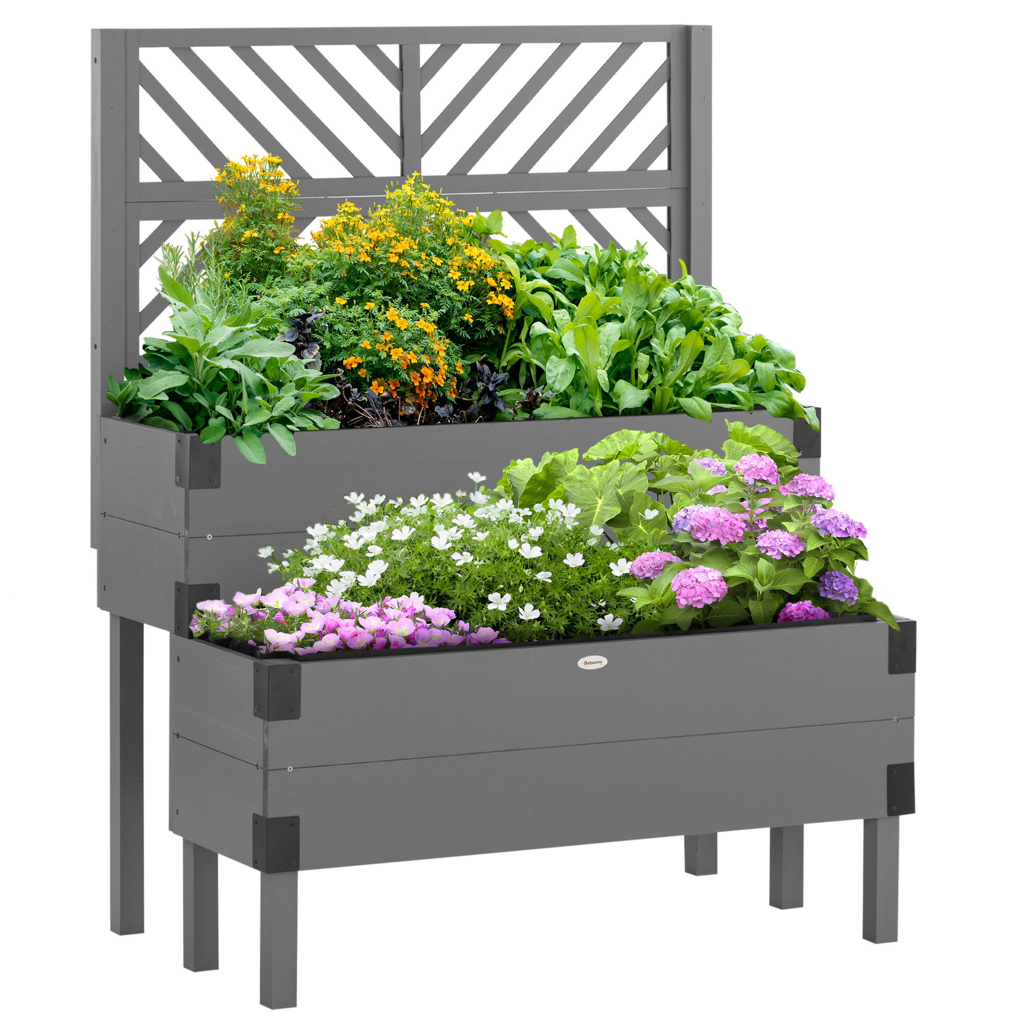 Gracie Oaks Raised garden bed with lattice and legs | Wayfair